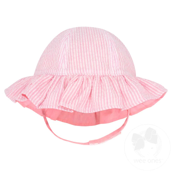 Reversible Ruffle Brim Seersucker Sun Hat in Pink – Doodlebug's & Grow ...